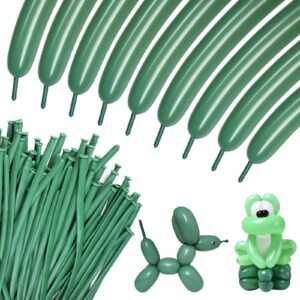 100pcs sage green 260 balloons, thickening latex sage green 260q balloons for animal model, sage green long twisting balloons for halloween xmas presents, animal shape, birthdays clowns. (sage green)