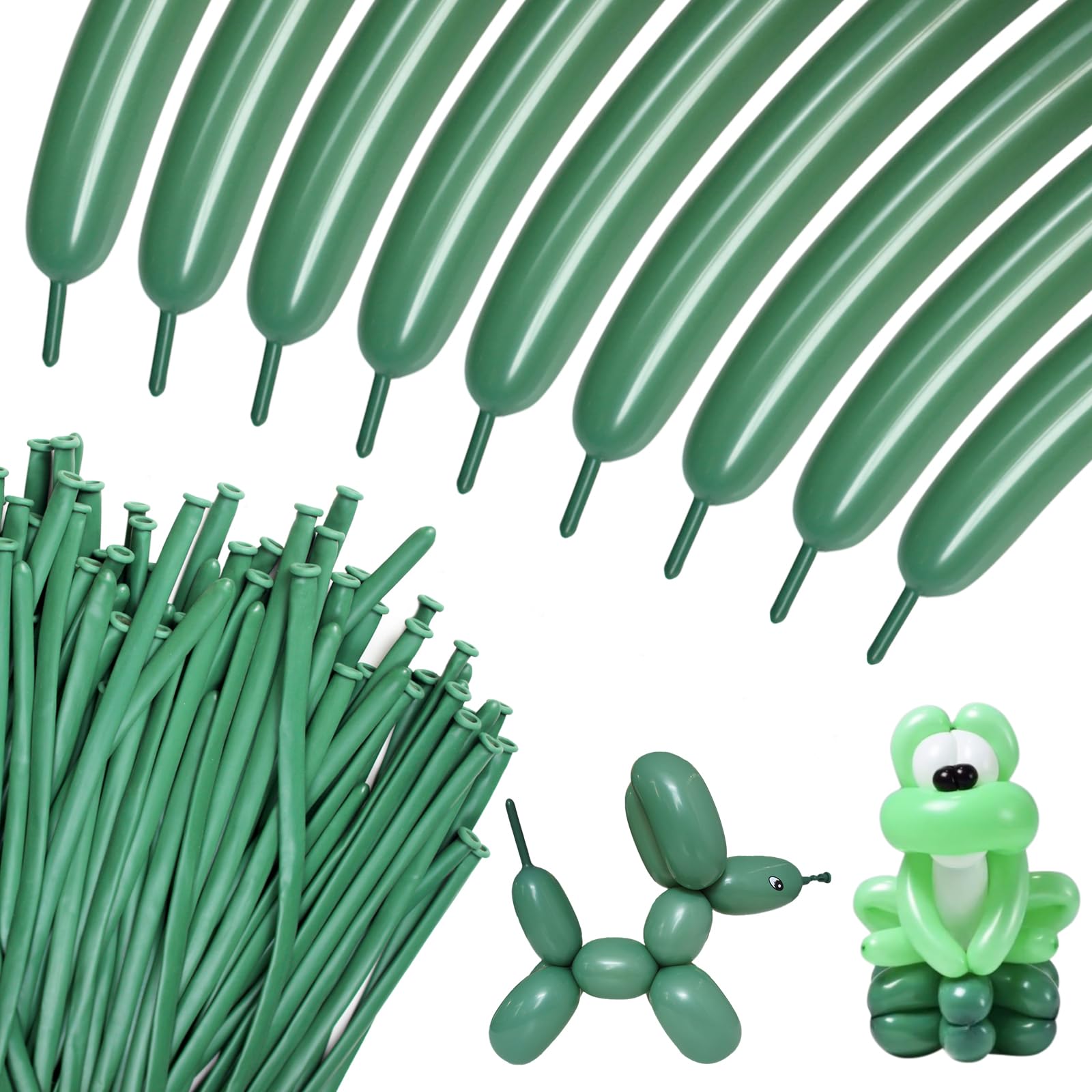 100pcs Sage Green 260 Balloons, Thickening Latex Sage Green 260q Balloons for Animal Model, Sage Green Long Twisting Balloons for Halloween Xmas Presents, Animal Shape, Birthdays Clowns. (Sage Green)