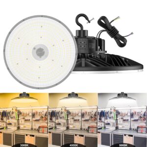 ufo led low bay light 4000k 80w 100w 150w 21,000lumen 3000k highbay ufo lights for workshop garage warehouse lighting fixture dlc ul listed ac100-277v input, 5000k high bay led shop lights diammable