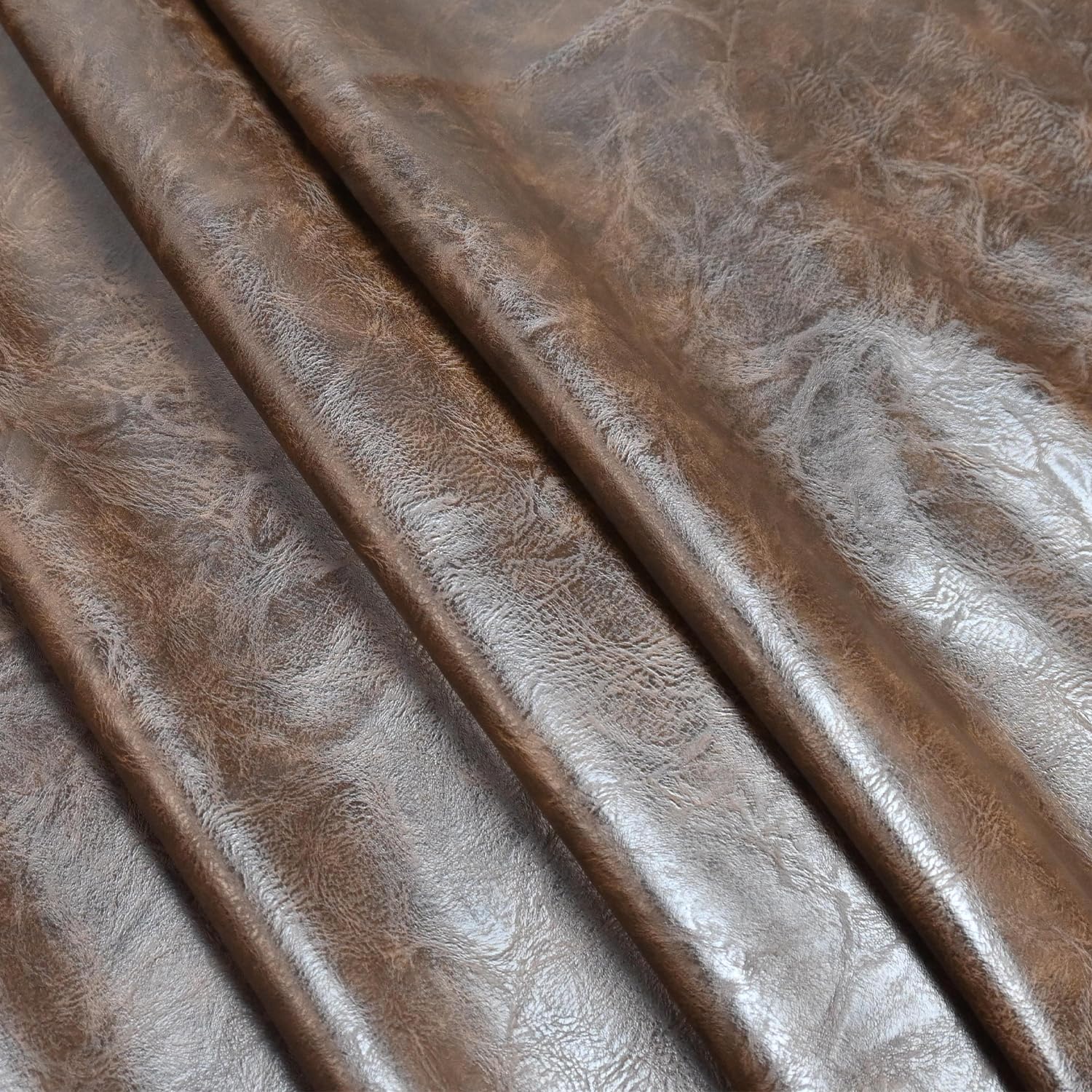 100cm x 140cm （39 x 54 Inch） Soft Leather Fabric - Faux Leather Fabric -1mm Thick for Upholstery - DIY Crafts - Dark Brown Crazy Horse Distress