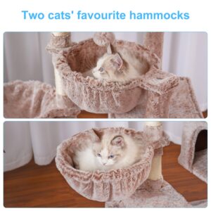 Hey-brother Cat Tree, Cat Tower for Indoor Cats, Cat House with Large Padded Bed, Cozy Condo, Hammocks, Sisal Scratching Posts, Big Scratcher, Muchroom MPJ006SMU