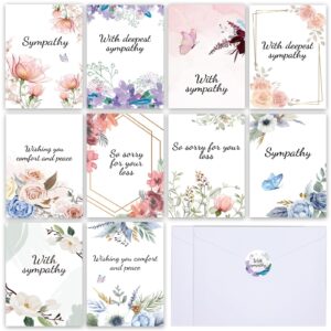 zoiiwa 150 pieces bulk sympathy card with envelopes flower sympathy thank you cards with greetings inside floral funeral thank you cards bereavement cards condolences cards