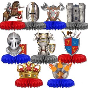 9 pieces knights decorations knight birthday party supplies medieval honeycomb centerpieces castle table centerpieces medieval table topper centerpieces for medieval party supplies