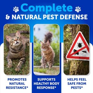 Flea Treatment for Cats - Flea and Tick Prevention for Cats Chewables - Natural Flea and Tick Supplement for Cats - Oral Flea Pills for Cats - All Breeds and Ages - Made in USA - 135 Chews