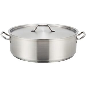 winco commercial-grade stainless steel brazier with lid, 8 quart