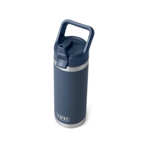 yeti rambler 18 oz bottle, vacuum insulated, stainless steel with straw cap, navy