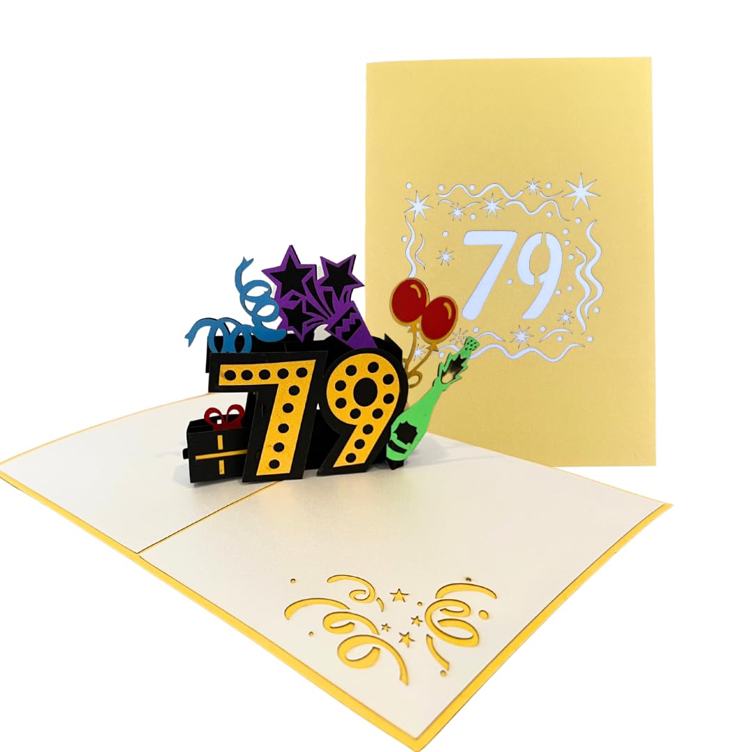 ALPHAK Happy 79th Birthday 3D Pop Up Card, Birthday 3D Greeting Card, 79th Birthday Gifts