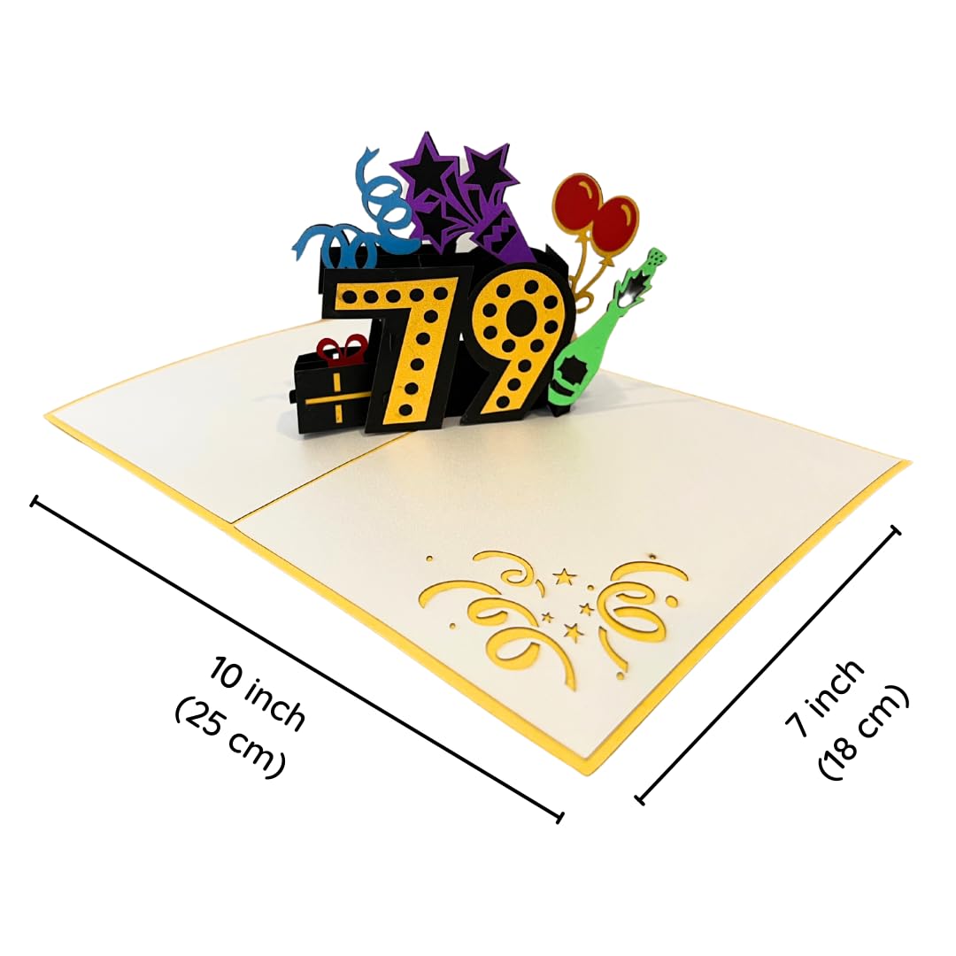 ALPHAK Happy 79th Birthday 3D Pop Up Card, Birthday 3D Greeting Card, 79th Birthday Gifts