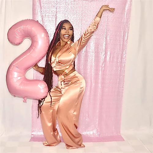 40 Inch Balloon Number 2 Pastel Pink, Large Foil Light Pink Number Balloons Set 0-9 for Girls Women, Digital 2 Helium Balloons for Girls 2nd Birthday Graduation Princess Party Decorations