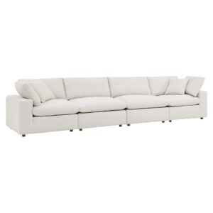 modway commix down-filled overstuffed boucle fabric 4-seater sofa