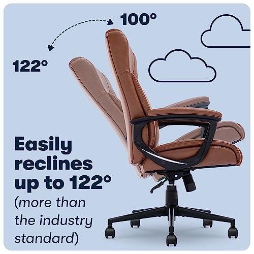 Serta Hannah 2.0 Executive High Back Office Chair with Lumbar Support Ergonomic Upholstered Swivel Gaming Friendly Design, Bonded Leather Cognac