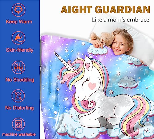 ONCUSTOM Personalized Blankets for Kids Customized w/Name, 350g Thick Winter Custom Unicorn Throw Blanket for Girls, Baby Gift for Birthday, Christmas