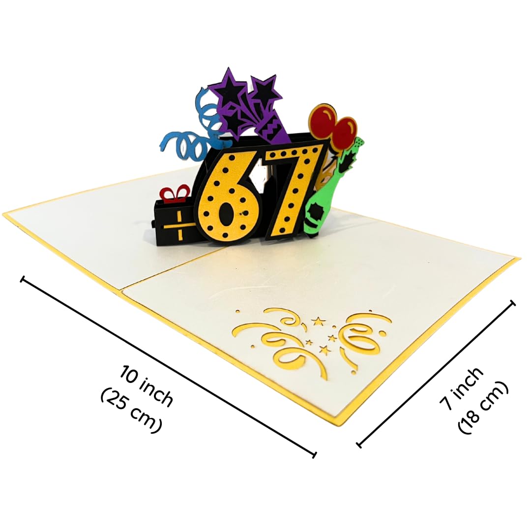 ALPHAK Happy 67th Birthday 3D Pop Up Card, Birthday 3D Greeting Card, 67th Birthday Gifts