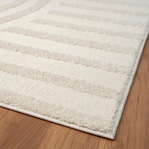 LUXE WEAVERS Modern Geometric White Cream 2x7 Area Rug