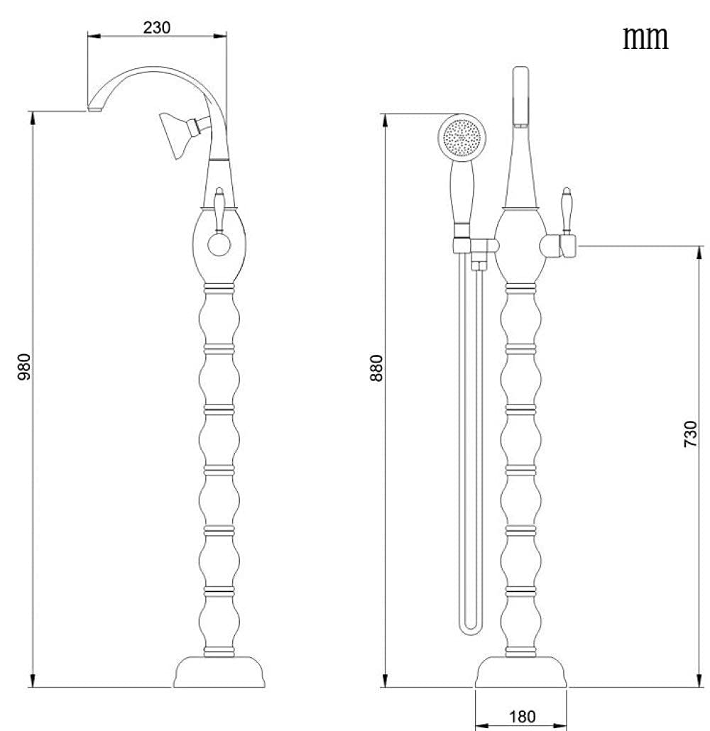 MObyat Kitchen Taps Faucet,Chrome Golden Floor Mounted Bath Refill Bath Floor Faucet,Single Handle Free Standing Bathroom Shower Set,Golden