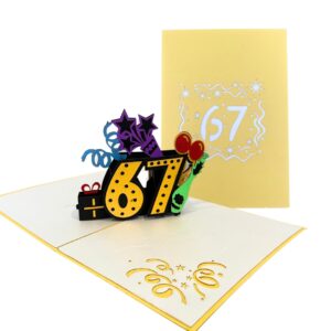 ALPHAK Happy 67th Birthday 3D Pop Up Card, Birthday 3D Greeting Card, 67th Birthday Gifts