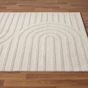 LUXE WEAVERS Modern Geometric White Cream 2x7 Area Rug