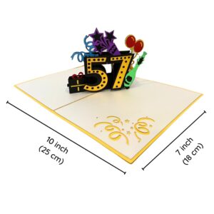 ALPHAK Happy 57th Birthday 3D Pop Up Card, Birthday 3D Greeting Card, 57th Birthday Gifts