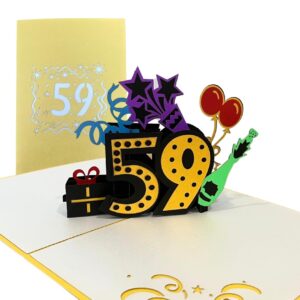 alphak happy 59th birthday 3d pop up card, birthday 3d greeting card, 59th birthday gifts