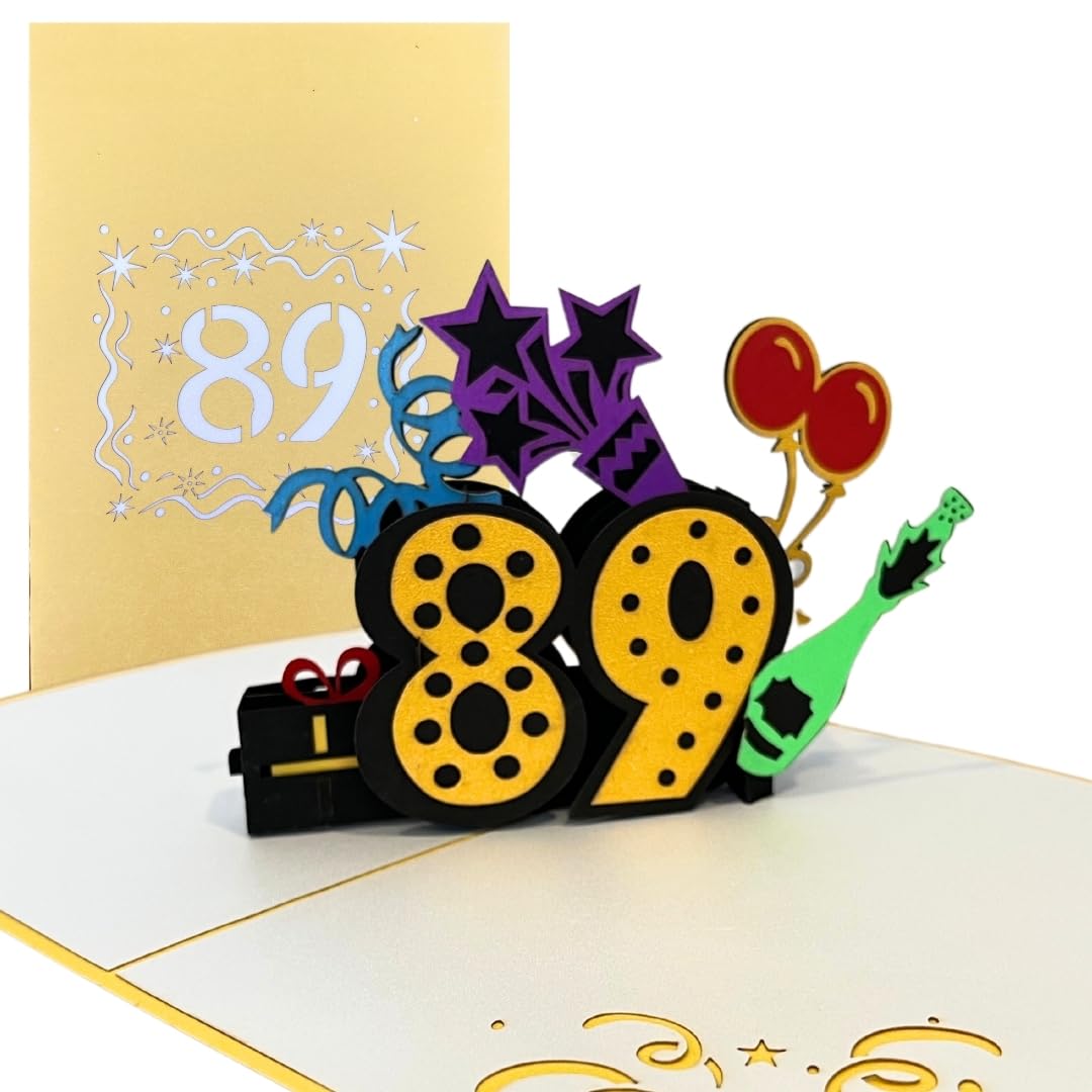 ALPHAK Happy 89th Birthday 3D Pop Up Card, Birthday 3D Greeting Card, 89th Birthday Gifts