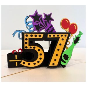 ALPHAK Happy 57th Birthday 3D Pop Up Card, Birthday 3D Greeting Card, 57th Birthday Gifts