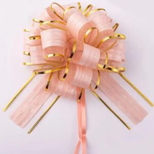 6 pcs pull bow wrapping pink bows for gift wrapping pull bows for wedding baskets,pull bows for gift wrapping,6 inches diameter gift bows,gift baskets,birthday party,valentine's day (pink)