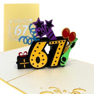 alphak happy 67th birthday 3d pop up card, birthday 3d greeting card, 67th birthday gifts