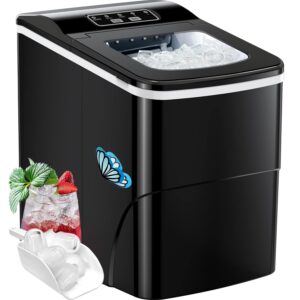 ice makers countertop - silonn portable ice maker machine for countertop, make 26 lbs ice in 24 hrs, 2 sizes of bullet-shaped ice with ice scoop and basket