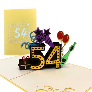 alphak happy 54th birthday 3d pop up card, birthday 3d greeting card, 54th birthday gifts