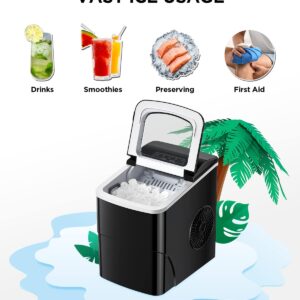 Ice Makers Countertop - Silonn Portable Ice Maker Machine for Countertop, Make 26 lbs Ice in 24 hrs, 2 Sizes of Bullet-Shaped Ice with Ice Scoop and Basket