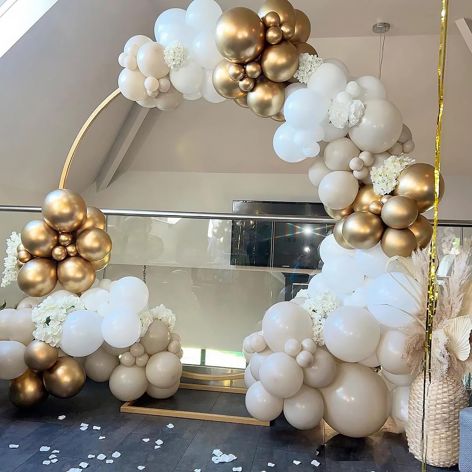 Sand White Gold Balloon Arch Garland Kit 168Pack Beige White Gold Balloons for Wedding Bridal Baby Shower Birthday Decorations Neutral Party Supplies