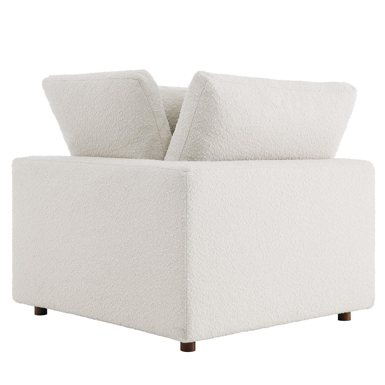 Modway Modular Sofa Commix Down-Filled Overstuffed Boucle Sectional Sofa Corner Chair in Ivory