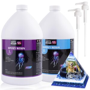 2 gallon epoxy resin with pumps, bubble free resin epoxy kit, crystal clear epoxy resin and hardener for diy art, molds,craft