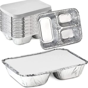 the baker celebrations pack of 30 aluminum foil 3-compartment disposable trays with lids