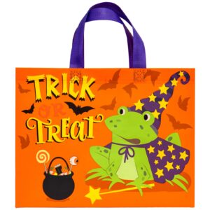 loveinside halloween medium recycled gifts bags with handles, reusable halloween party gift bag, shopping bag - 13" x 5" x 10", 1 pcs, frog design