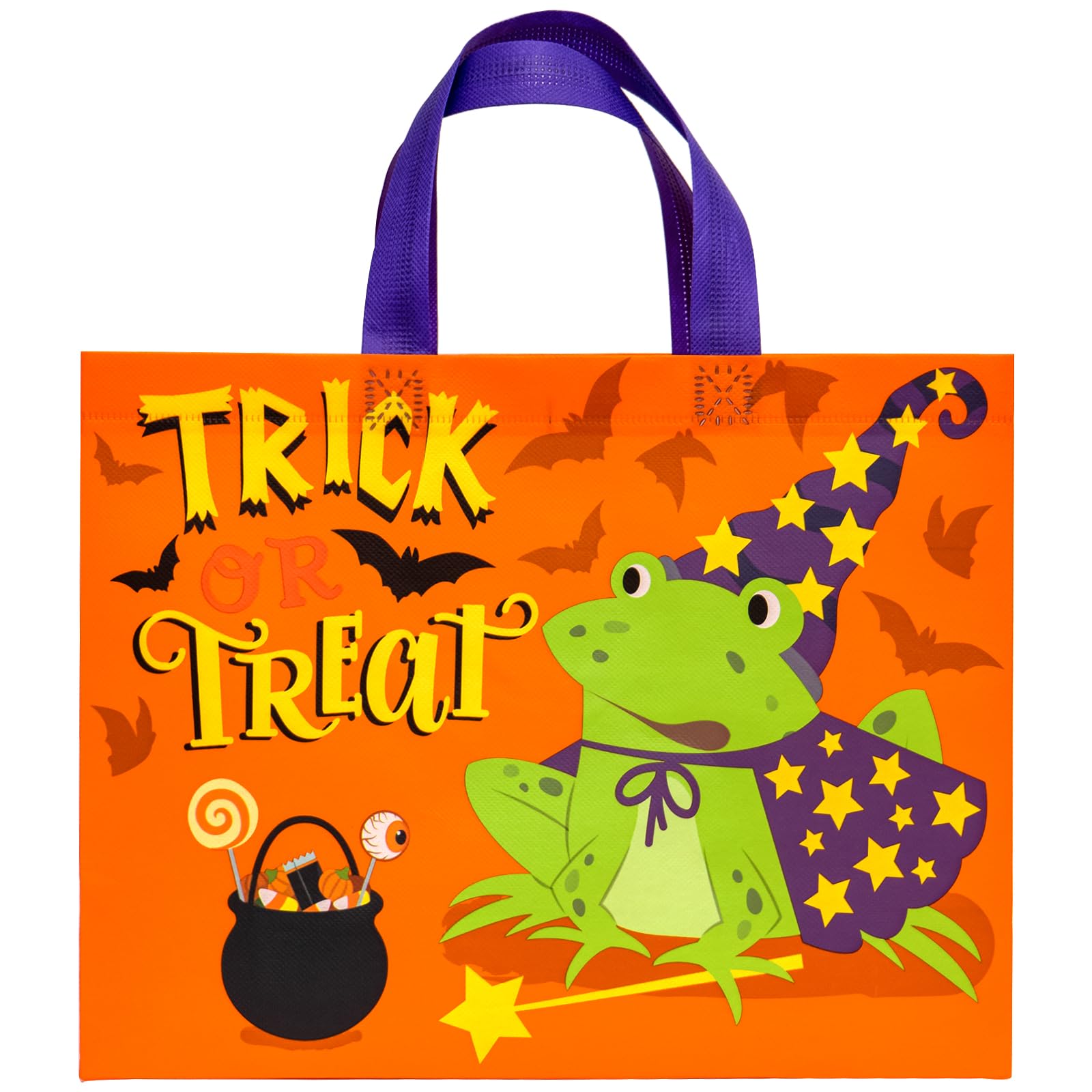 Loveinside Halloween Medium Recycled Gifts Bags with Handles, Reusable Halloween Party Gift Bag, Shopping Bag - 13" x 5" x 10", 1 Pcs, Frog Design