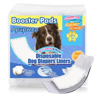 apupmeo disposable dog diaper liners - 20pcs dog booster pads for male female dogs - doggie diaper insert pads for pet belly bands wraps period pants covers(l,20)