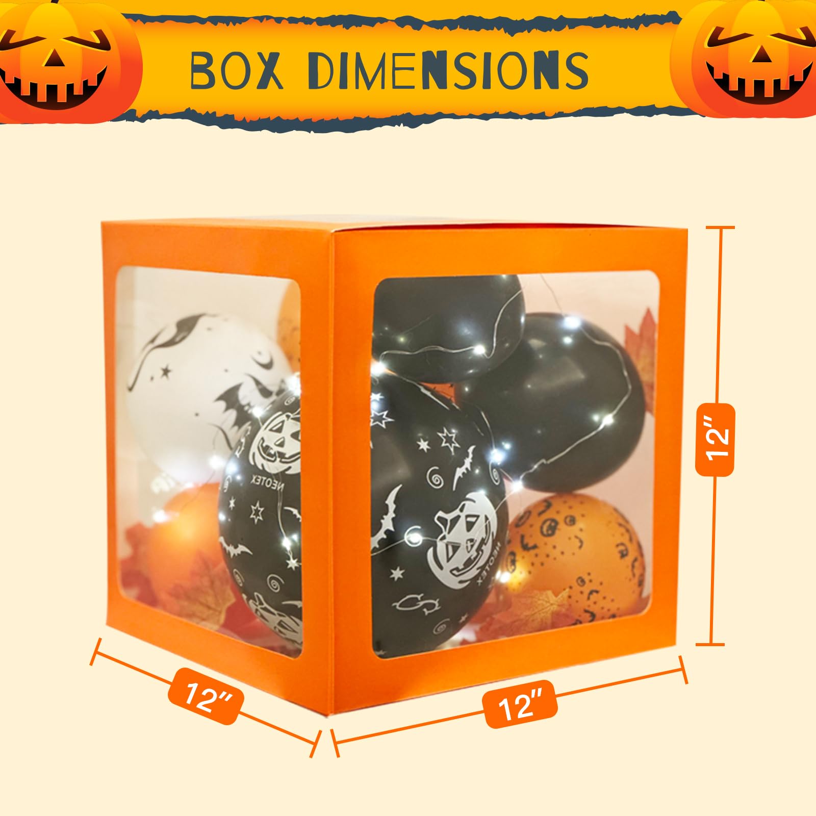 128 Pcs ​Halloween Party Decorations, Halloween Party Supplies - Halloween Balloon boxes, String Light, "HAPPY HALLOWEEN" Banner, "BOO" Banner, Multi Balloons, Bat Decor, Spider Wed