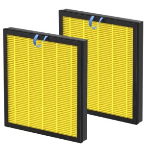 vital 100s pet care replacement filter compatible with levoit vital 100s air puri-fier, 3-in-1 true hepa, high-efficiency activated carbon filter, vital 100s-rf-pa (lrf-v102-yus), yellow, 2pack