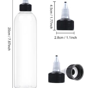 EOSAU 12Pcs 8oz Squeeze Bottles with Black Twist Top Cap, 250ml Clear Dispensing Bottles, Empty Refillable Bottle for Hair Oil Inks, Crafts, Liquids