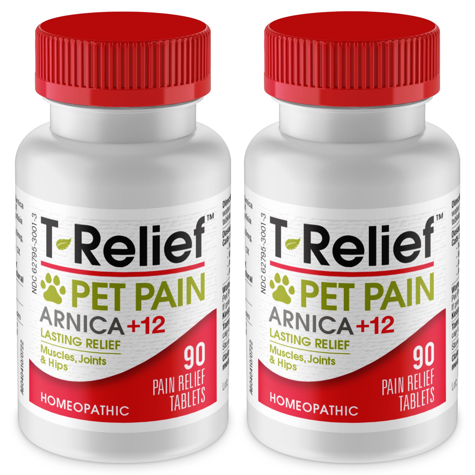 T-Relief Pet Pain Relief Arnica +12 Powerful Natural Medicines Help Ease Muscle Joint & Hip Pain Soreness Stiffness & Injuries Max Fast-Acting Soother for Dogs & Cats - 90 Tablets (2 Pack)