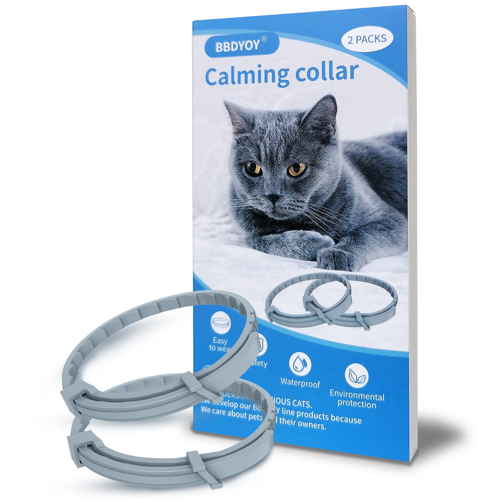 Calming Collar for Cats Pheromone Calm Collar Long-Lasting 30 Days Efficient Relieve Anxiety Stress Help Relaxing Comfortable Cat Calming Collar for Kittens Adjustable Breakaway Design Gray / 2 Pack