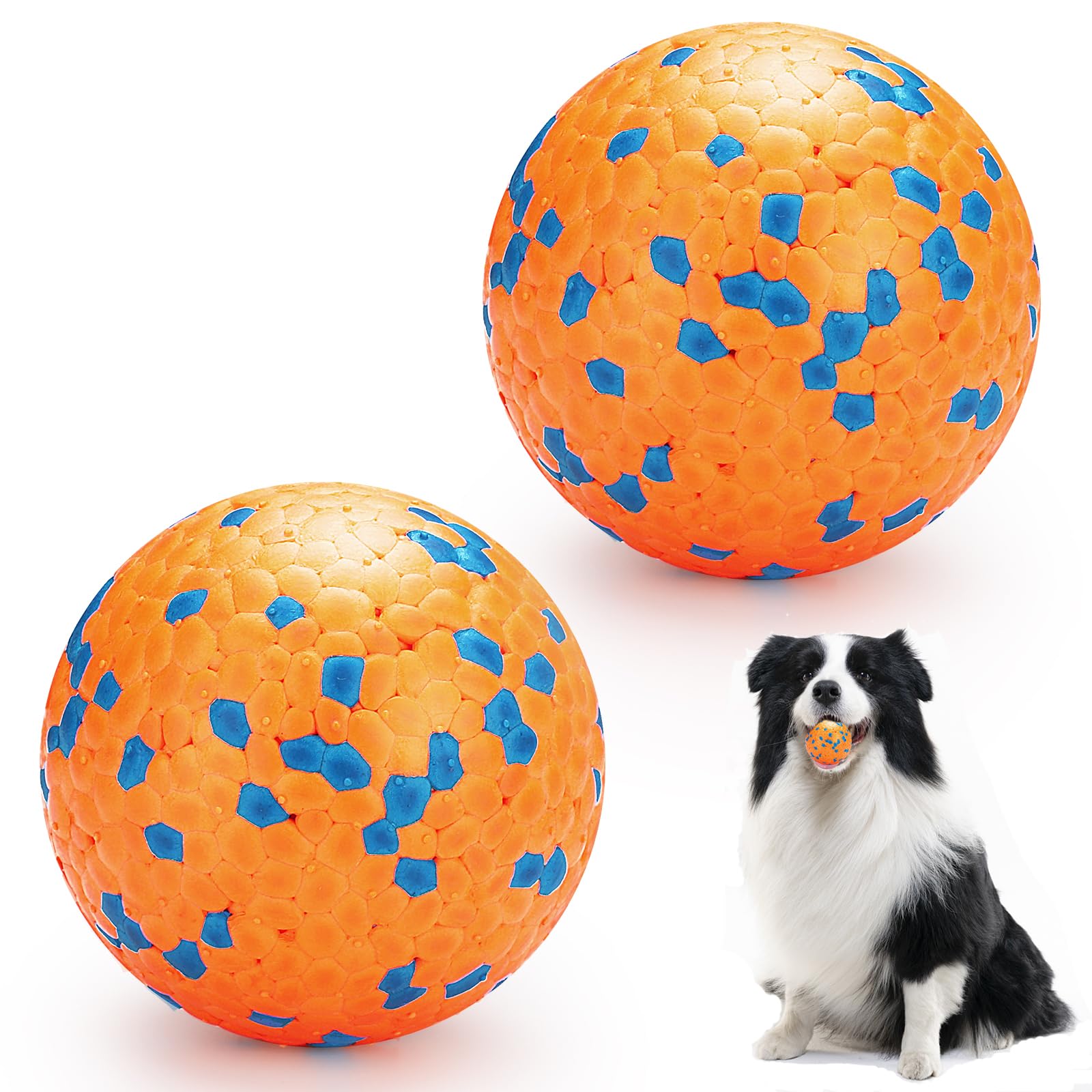 EVERDAZZ Tennis Ball Dog Toys for Aggressive Chewers: Teething Chew Toys - Water Toy Fetch Balls for Large Medium Small Dog and Puppy (2 Balls)