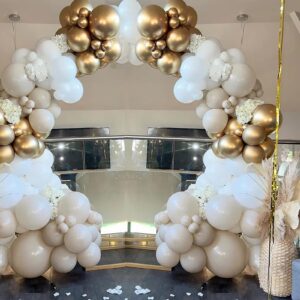 Sand White Gold Balloon Arch Garland Kit 168Pack Beige White Gold Balloons for Wedding Bridal Baby Shower Birthday Decorations Neutral Party Supplies