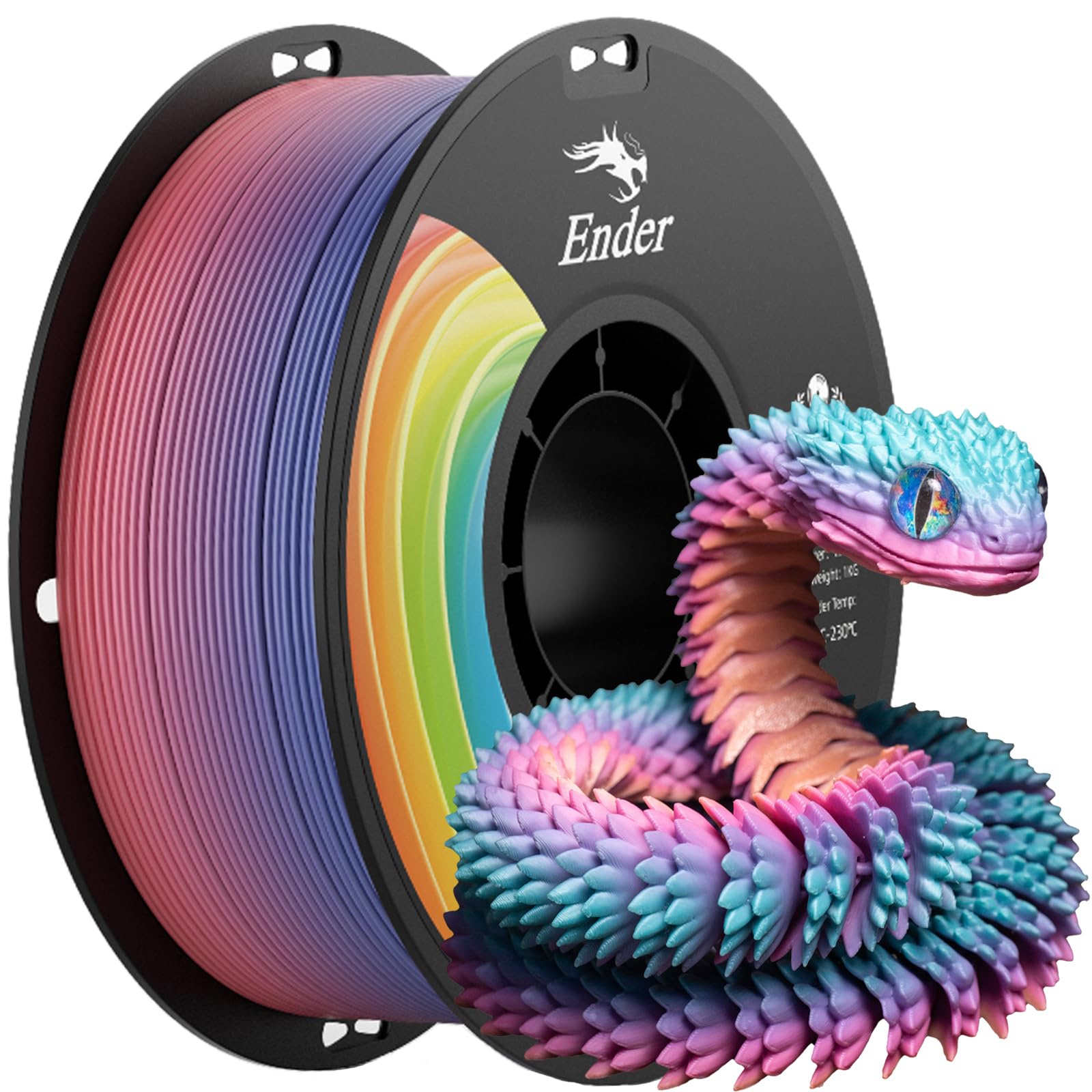 Creality 3D Printer Filament 1.75mm, Rainbow Upgrade PLA+ Filament Strong Toughness No-Tangling Vacuum Packaging 3D Printing Filament Fit Most 3D Printers, 1kg Spool, Accuracy +/- 0.02mm, Multi-Color