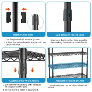 Large Garment Rack Heavy Duty Clothes Rack,Freestanding Closet Portable Clothing Rack with 8 Adjustable Wire Shelves,3 Hang Rods,4 Fabric Drawers,2 Hooks,Metal Closet Storage Wardrobe,MaxLoad 900lbs