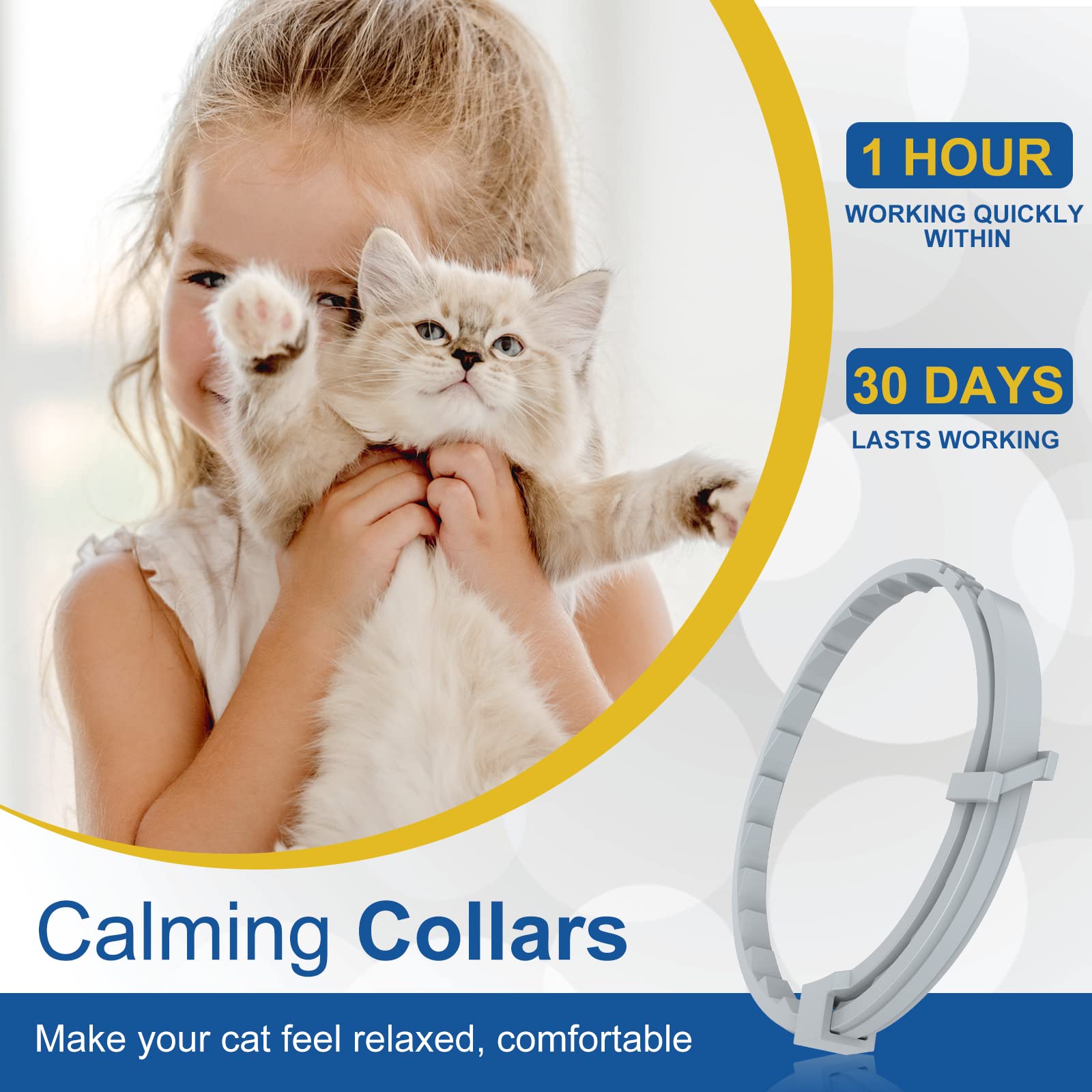 Calming Collar for Cats Pheromone Calm Collar Long-Lasting 30 Days Efficient Relieve Anxiety Stress Help Relaxing Comfortable Cat Calming Collar for Kittens Adjustable Breakaway Design Gray / 2 Pack