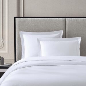 Pure Parima Ultra Sateen Duvet Cover Set, 100% CEA Certified Egyptian Cotton, Extra-Long Staple, Cool, Breathable, Single Needle Stitch, Sustainable, 1 Duvet Cover & 2 Shams (White, Queen)