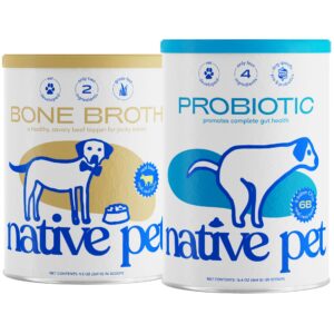 native pet beef bone broth for dogs (9.5 oz) & probiotic for dogs (16.4 oz.)