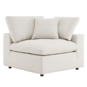 Modway Modular Sofa Commix Down-Filled Overstuffed Boucle Sectional Sofa Corner Chair in Ivory